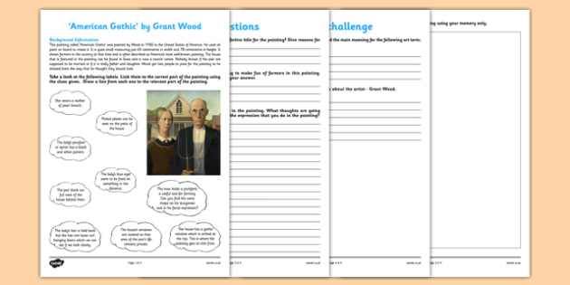 American Gothic by Wood Art Appreciation Worksheet / Worksheet