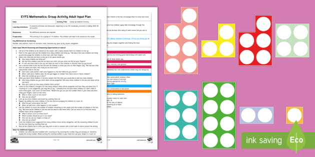 Eyfs Maths Lining Up Addition Group Activity Adult Input Plan And Resource