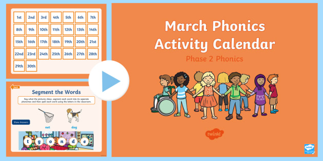 Phase 2 March Phonics Activity Calendar PowerPoint