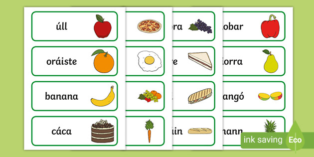 Food Topic Word Cards Gaeilge (teacher made)