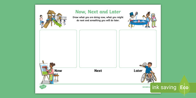 👉 Now, Next and Later Worksheet (teacher made)