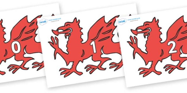 Numbers 0-100 on Welsh Dragons (teacher made)