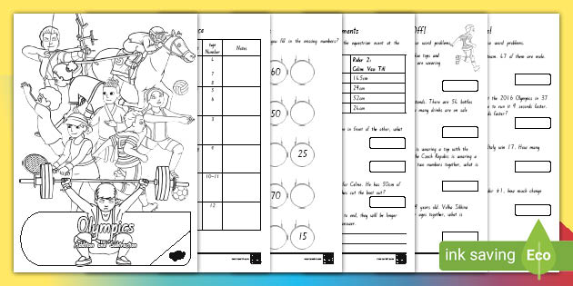 Olympics Addition and Subtraction Activity Booklet