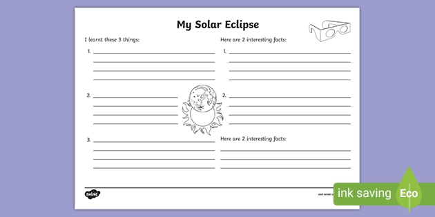 Solar Eclipse Write Up Worksheet