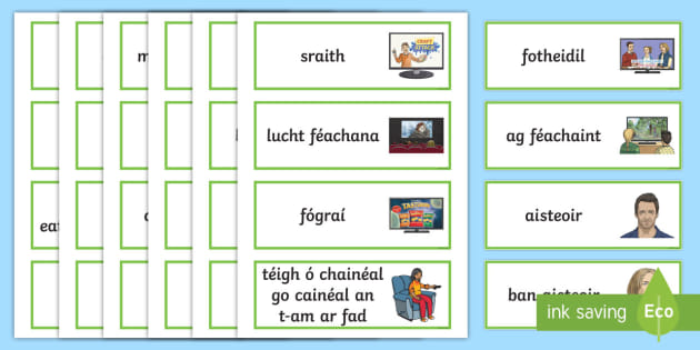 Television Vocabulary Word Cards Gaeilge (teacher made)