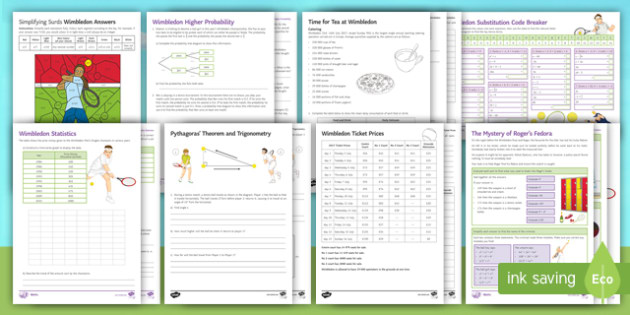 Maths Wimbledon: Differentiated Activity Pack (teacher made)