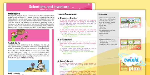 FREE! - KS1 Science: Scientists and Inventors Year 2 Planning Overview
