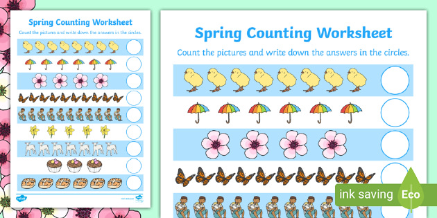 My Counting Worksheet (Spring) (teacher made)