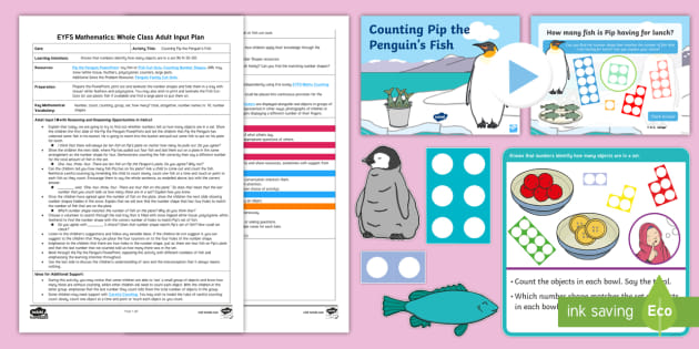 EYFS Maths: Counting Pip the Penguin's Fish Whole Class Adult Input ...