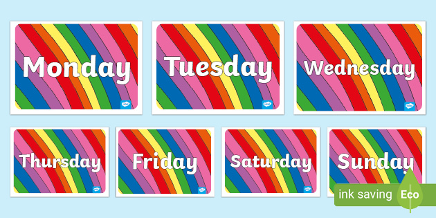 👉 Rainbow Days of the Week (teacher made)