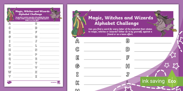 Magic, Witches and Wizards Alphabet Challenge (teacher made)