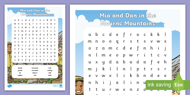 Mia and Dan in the Mourne Mountains Word Search