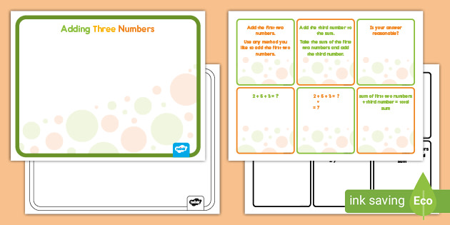 Adding Three Numbers Anchor Chart (teacher made)