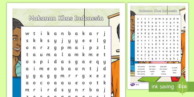 Indonesian Traditional Food Word Search (teacher made)