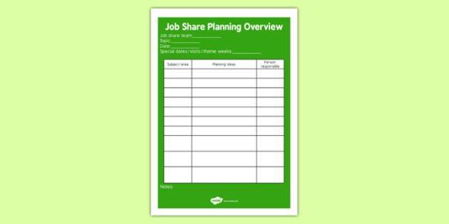 Job Share Planning Overview
