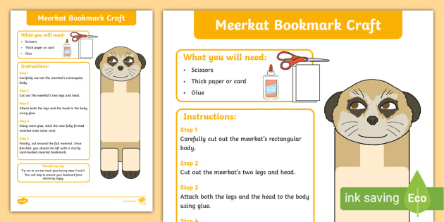 FREE! - Meerkat Bookmark Craft Activity (teacher made)