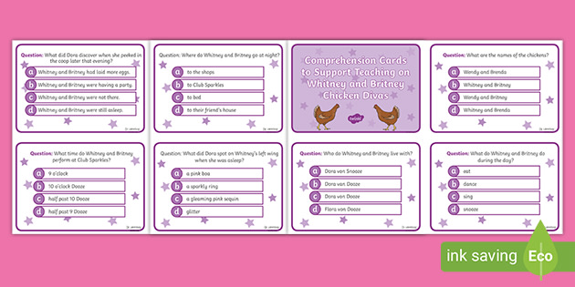 Whitney and Britney Chicken Divas - Comprehension Cards