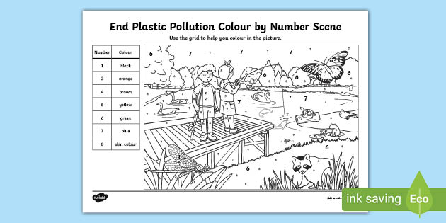 End Plastic Pollution Colour by Number (teacher made)
