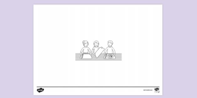Child Pushing in Dinner Queue Colouring | Colouring Sheets
