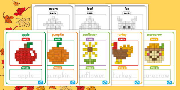 Fall Building Blocks Activity Mats | Printable | Twinkl