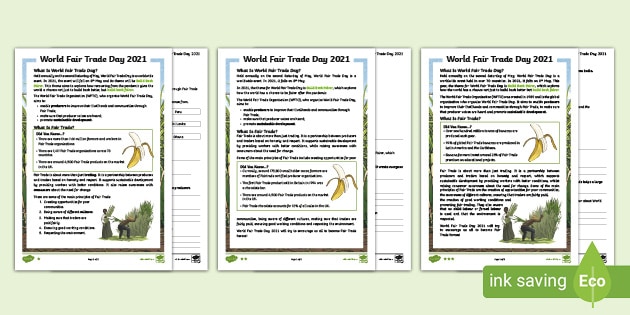 UKS2 World Fair Trade Day Differentiated Reading Comprehension Activity