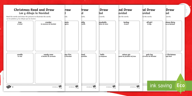 Christmas Read and Draw Worksheet / Worksheet English/Spanish - EAL