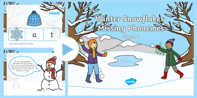 Winter Snowflakes Phase 2 Missing Phonemes PowerPoint