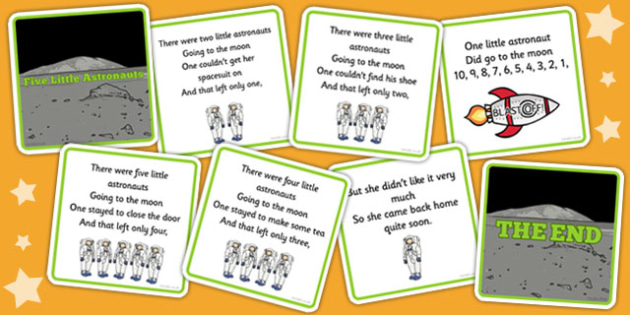 Five Little Astronauts Counting Song Sequencing Cards