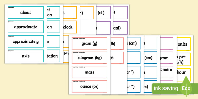 Year 6 2014 National Curriculum Measurement Vocabulary Cards - vocab cards
