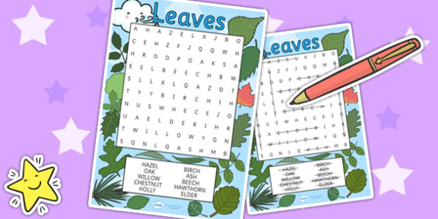 Leaves Wordsearch (teacher made)