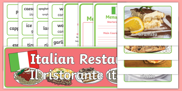 Italian Restaurant Role-Play Pack English/Italian | Display