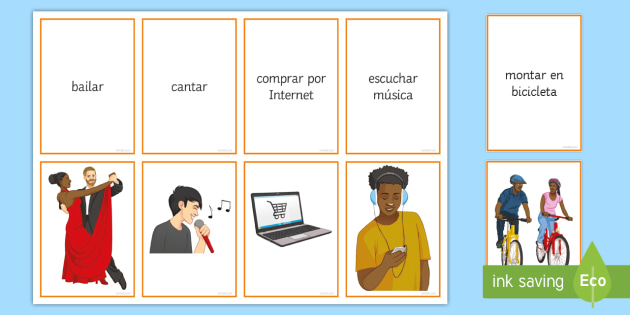 Hobbies and Free Time Activities Matching Cards Spanish