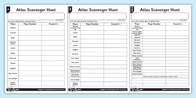 Atlas Worksheets A Z Atlas Scavenger Hunt (Atlases Required)