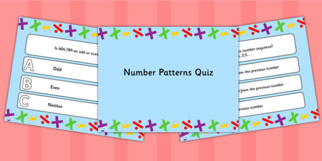 Number Patterns PowerPoint Quiz (teacher made)