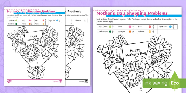 Mother's Day Flower Bouquet Fractions Activity