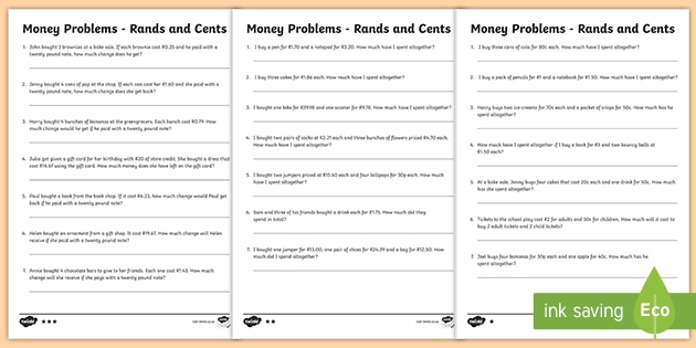 Money Problems - Rands and Cents (teacher made)