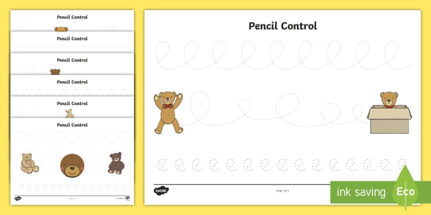 Teddy Bear Pencil Control Worksheet / Worksheets