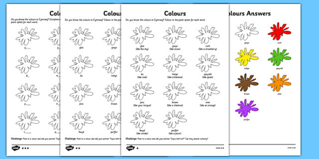 Colours Worksheet / Activity Sheet Cymraeg - welsh, cymraeg