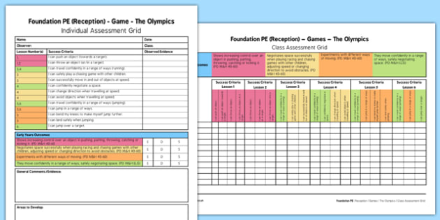 Assessment Foundation PE Pack (Reception) - Games - The Olympics