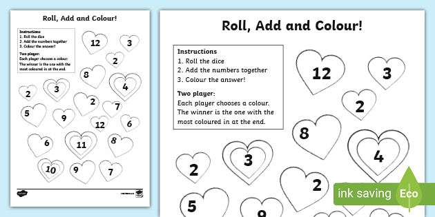 Stars Roll and Colour Dice Addition Activity (teacher made)