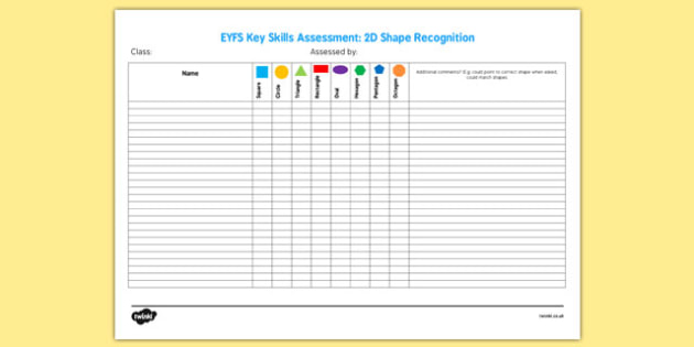 EYFS Key Skills Assessment 2D Shape (teacher made)