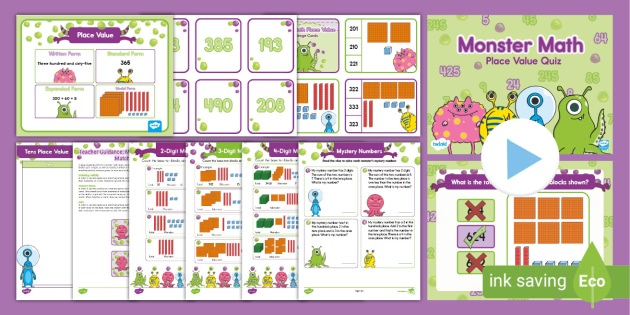 FREE Monster Math Halloween Place Value Activity Pack