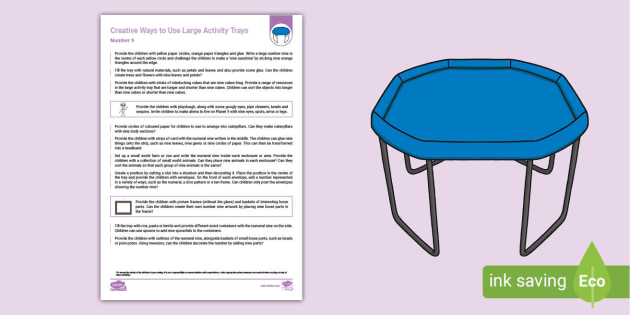 👉 EYFS Creative Ways to Use Large Activity Trays: Number 9