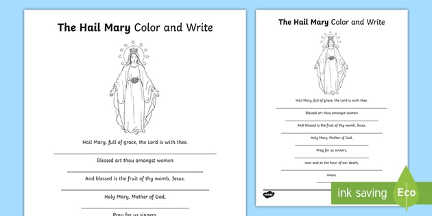 Hail Mary Prayer for Kids | Color and Write Activity