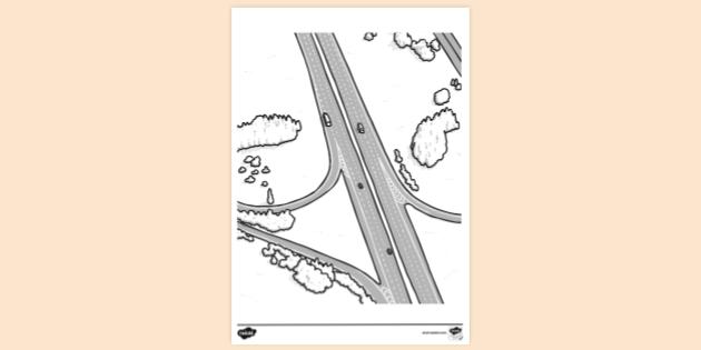FREE! - Motorway Aerial View Colouring Sheet | Colouring Sheets