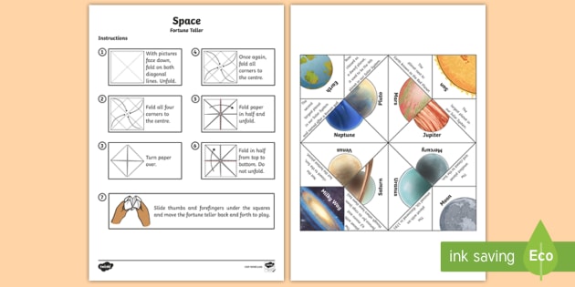 KS2 Space Fortune Teller - Planets, earth, sun, moon, landing, Armstrong