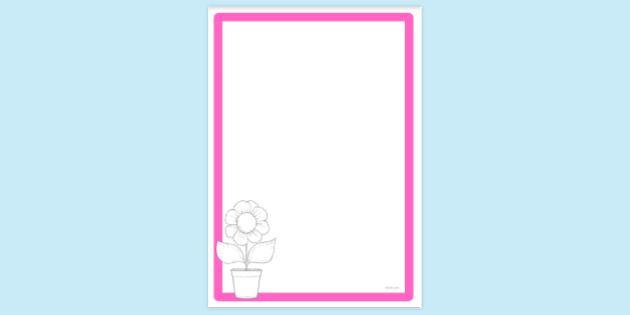 Simple Blank Flower Page Border Black and White | Twinkl