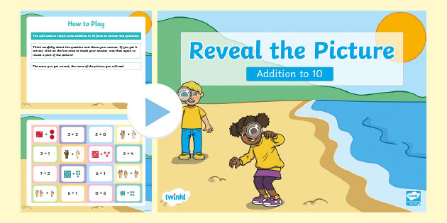 Counting to 10 Game - Reveal the Picture PowerPoint for Kids