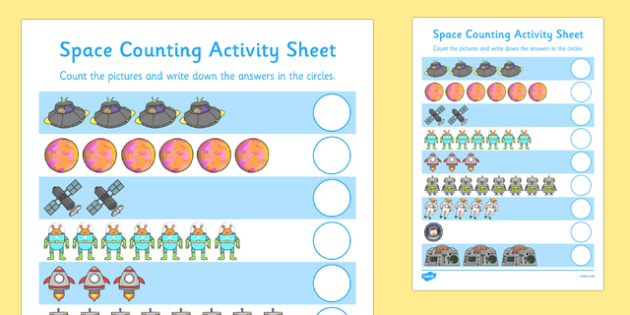 My Counting Worksheet / Activity Sheet(Space) - Counting