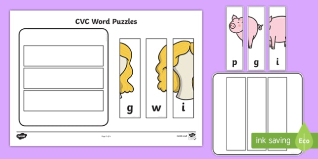 Workstation Pack: CVC (i) Words Puzzles Activity Pack